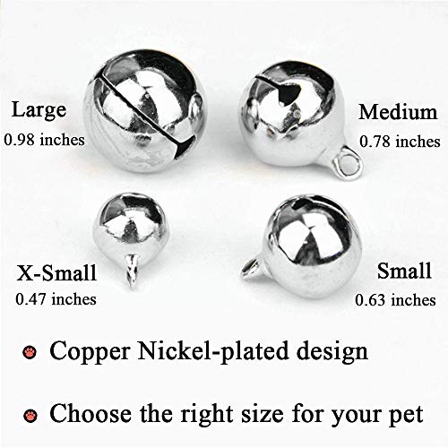 IVIA PET 4 Sets Cat Bell for Dog Collar Charm Training Pet Pendant Accessories with 2 Pack Stainless Steel Dog Tag Clips(2 X-Small Silver)