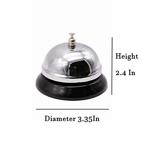 Pack of 2, Stainless Steel Hand Bell and Call Bell, Futu 3 Inch Hand Bell and 3.3 Inch Diameter Desk Bell Service Bell for Hotels, Schools, Restaurants, Reception Areas, Hospitals, Warehouses