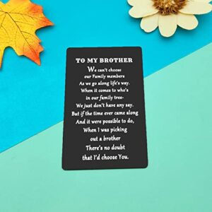 To My Brother Gifts Engraved Wallet Card Family Brother Gift from Sister Brother Birthday Gift for Little Big Brother Wedding Christmas Graduation Gift for Brother Step Brother Appreciation Gift