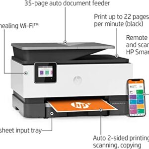 HP OfficeJet Pro 9018e All-in-One Wireless Color Inkjet Printer - Print Scan Copy Fax - 22 ppm, 4800 x 1200 dpi, 512MB Memory, 35-Sheet ADF, Auto 2-Sided Printing, Ethernet (Renewed)