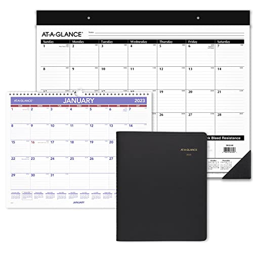 AT-A-GLANCE 2023 Daily Diary, Standard Planner Journal, 12 Month, 7-3/4" x 12", Large, Hardcover, Red (SD37613)