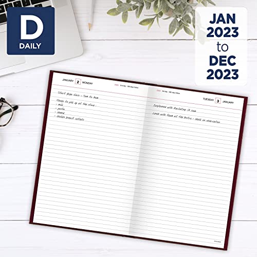 AT-A-GLANCE 2023 Daily Diary, Standard Planner Journal, 12 Month, 7-3/4" x 12", Large, Hardcover, Red (SD37613)