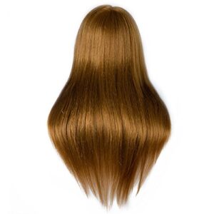 SILKY 26"-28" Long Hair Mannequin Head with 60% Real Hair, Hairdresser Practice Training Head Cosmetology Manikin Doll Head with 9 Tools and Clamp - #27 Golden, Makeup On