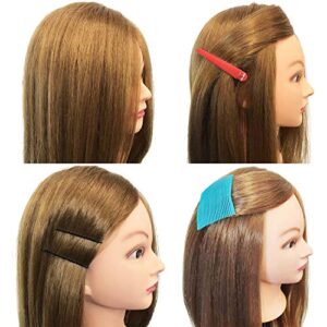 SILKY 26"-28" Long Hair Mannequin Head with 60% Real Hair, Hairdresser Practice Training Head Cosmetology Manikin Doll Head with 9 Tools and Clamp - #27 Golden, Makeup On