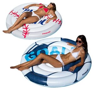 swimline extra large island swimming pool float, soccer and baseball 2-pack