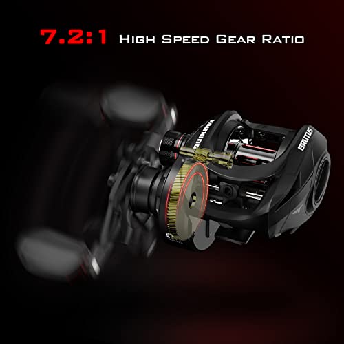 KastKing Brutus Baitcasting Fishing Reel, Graphite Frame, 7.2:1 Gear Ratio, 5+1 Shielded Stainless-Steel Ball Bearings,10 Button Magnetic Braking System, 17.6LB Carbon Fiber Drag, Left Hand