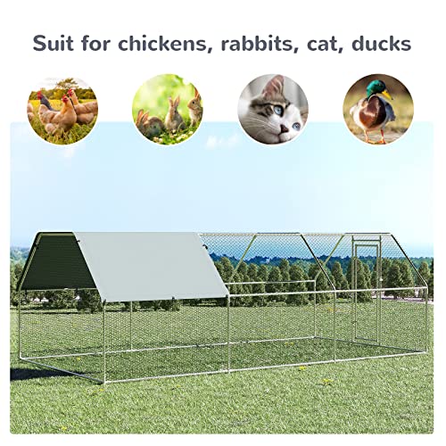 PawHut 18.5' Metal Chicken Coop Run with Roof, Walk-in Chicken Coop Fence, Chicken House Chicken Cage Outdoor Chicken Pen Hen House