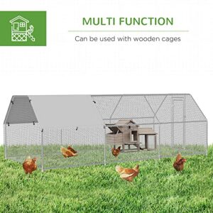 PawHut 18.5' Metal Chicken Coop Run with Roof, Walk-in Chicken Coop Fence, Chicken House Chicken Cage Outdoor Chicken Pen Hen House