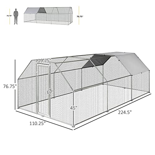 PawHut 18.5' Metal Chicken Coop Run with Roof, Walk-in Chicken Coop Fence, Chicken House Chicken Cage Outdoor Chicken Pen Hen House