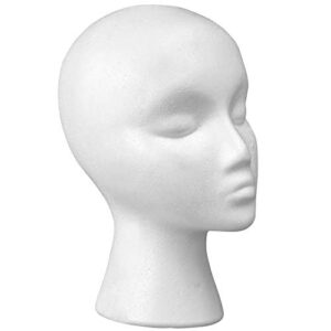 cantor 12″ styrofoam wig head – tall female foam mannequin wig stand and holder – style, model and display hair, hats and hairpieces – for home, salon and travel