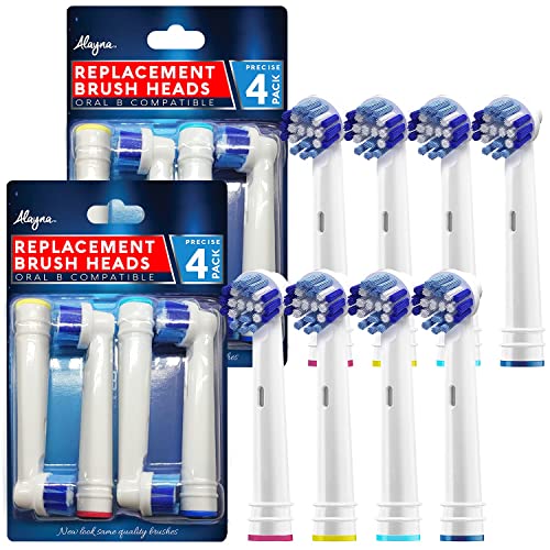 Replacement Toothbrush Heads Compatible with Oral B Braun- Pack of 8 Professional Electric Toothbrush Heads- Precision Refills for Oral-b 7000, Clean, Oral B Pro 1000, 9600, 500, 3000, 8000, Plus!