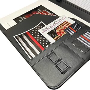 Compatible with Frisco Texas Fire Departments Firefighter Thin Red Line Firefighters Portfolio Padfolio Organizer Firefighter's Prayer Print Thin Red Line American Flag Maltese Cross Decal Pack of 1