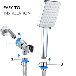 GRICH High Pressure Shower Head with Handheld, 6 Spray Modes/Settings Detachable Shower Head with Stretchable 59" 304 Stainless Steel Hose and Multi Angle Adjustable Shower Bracket