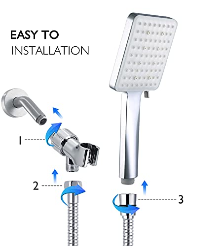 GRICH High Pressure Shower Head with Handheld, 6 Spray Modes/Settings Detachable Shower Head with Stretchable 59" 304 Stainless Steel Hose and Multi Angle Adjustable Shower Bracket