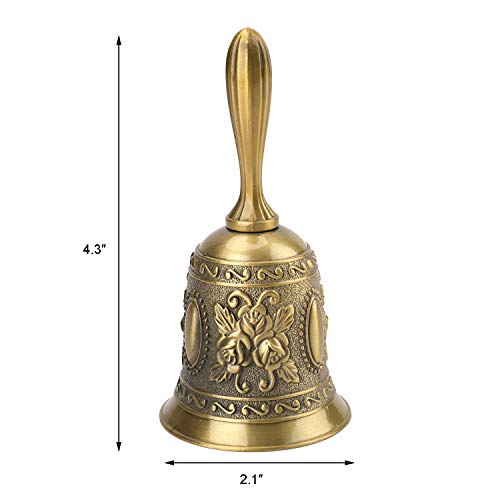 Suwimut 2 Pack Hand Bell, Multi-Purpose Brass Service Call Bell for Wedding Decoration, School, Church, Classroom, Bar, Alarm and Home Decoration