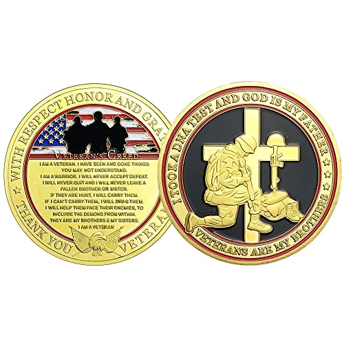 Military Veterans Creed Challenge Coin Thank You for Your Service-Veterans are My Brothers Military Coins Gift