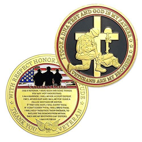 Military Veterans Creed Challenge Coin Thank You for Your Service-Veterans are My Brothers Military Coins Gift