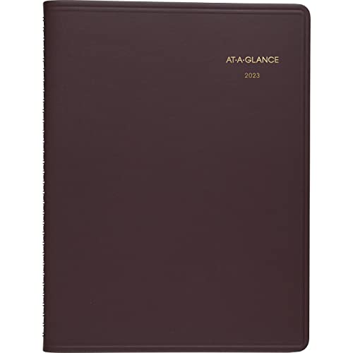 AT-A-GLANCE 2023 Weekly Planner, Quarter-Hourly Appointment Book, 13 Month, 8-1/4" x 11", Large, Winestone (7095050)