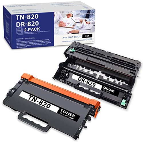 TN820 & DR820 (2-Pack, 1Toner + 1Drum) LVELIMIT - Toner Cartridge and Drum Unit Compatible Replacement for Brother TN-820 DR-820 MFC-L6800DW MFC-L6900DW HL-L6300DW HL-L6400DW/DWT Printer