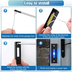 LED Lighted Doorbell Button Wired, Door Bell Ringer Push Buttons Replacement Wall Mount Door Chime Opener Switch, Black Doorbell Cover with Soft Blue Light