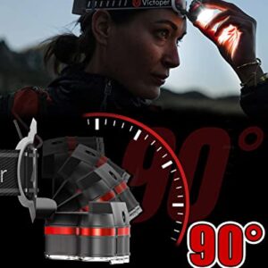 Victoper Rechargeable Headlamp, 8 LED 18000 High Lumen Bright Head Lamp with Red Light, Lightweight USB Head Light, 8 Mode Waterproof Head Flashlight for Outdoor Running Hunting Hiking Camping Gear