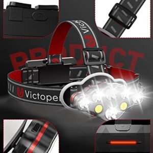 Victoper Rechargeable Headlamp, 8 LED 18000 High Lumen Bright Head Lamp with Red Light, Lightweight USB Head Light, 8 Mode Waterproof Head Flashlight for Outdoor Running Hunting Hiking Camping Gear