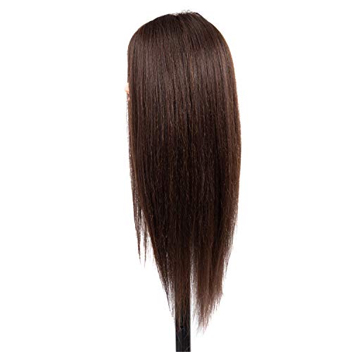 Mannequin Head with Real Hair 60% Straight Training Head with Sturdy Clamp and Tools Cosmetology Mannequin Head for Styling Braid Curly Cut Practice Doll Head Christmas Gift(4# Makeup)