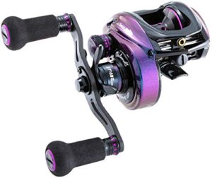 abu garcia, revo ike low profile casting reel, 6.6:1 gear ratio, 11 bearings, 27″ retrieve rate, left hand