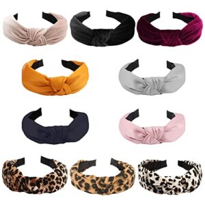 ondder 10 pack headbands for women fashion headbands knotted headband for women wide womens headbands cheetah headbands turban velvet headbands for women non slip leopard print head band head bands hair accessories for women girls