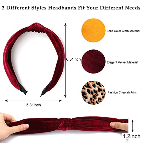 Ondder 10 Pack Headbands for Women Fashion Headbands Knotted Headband for Women Wide Womens Headbands Cheetah Headbands Turban Velvet Headbands for Women Non Slip Leopard Print Head Band Head Bands Hair Accessories for Women Girls