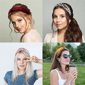 Ondder 10 Pack Headbands for Women Fashion Headbands Knotted Headband for Women Wide Womens Headbands Cheetah Headbands Turban Velvet Headbands for Women Non Slip Leopard Print Head Band Head Bands Hair Accessories for Women Girls