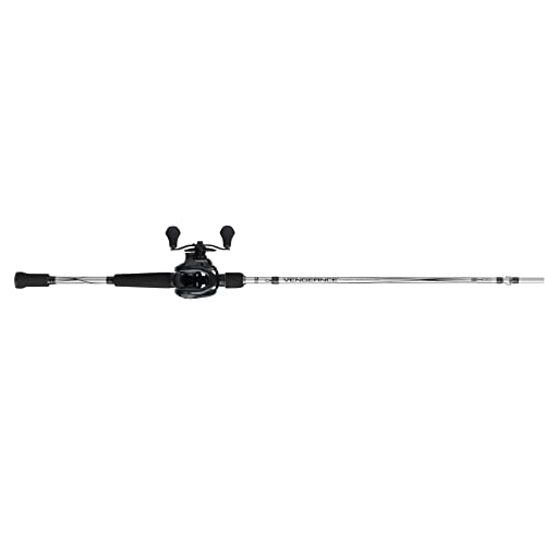 Abu Garcia Vengeance Low Profile Baitcast Reel and Fishing Rod Combo, Gray/Black, 7' - Medium Heavy - 1pc