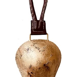 Giant Rustic Cow Bell Huge Harmony Vintage Swiss Style Bell Lucky Christmas Hanging Bell Handmade Brass Coated