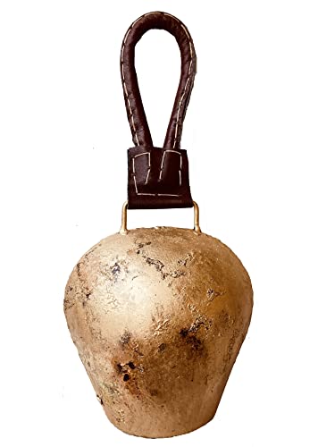 Giant Rustic Cow Bell Huge Harmony Vintage Swiss Style Bell Lucky Christmas Hanging Bell Handmade Brass Coated