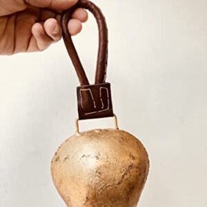 Giant Rustic Cow Bell Huge Harmony Vintage Swiss Style Bell Lucky Christmas Hanging Bell Handmade Brass Coated