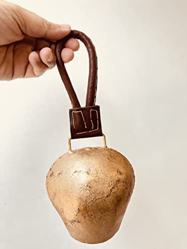 Giant Rustic Cow Bell Huge Harmony Vintage Swiss Style Bell Lucky Christmas Hanging Bell Handmade Brass Coated