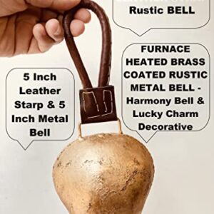 Giant Rustic Cow Bell Huge Harmony Vintage Swiss Style Bell Lucky Christmas Hanging Bell Handmade Brass Coated