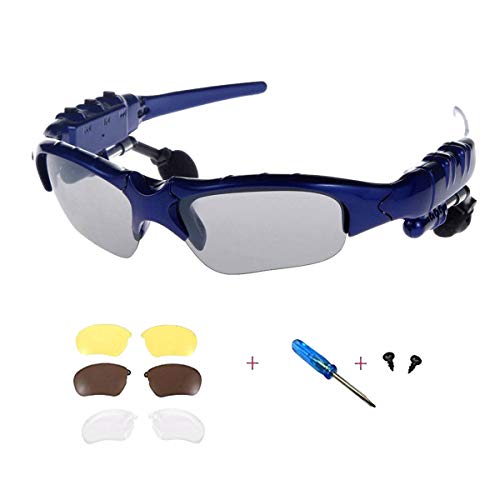 Wireless Bluetooth Sunglasses Anti-ray Stereo 4.1 Music Bluetooth Headphones for Men Support Both Headset and Hands-Free for All Kinds of Cell Phones (Blue-Gray)