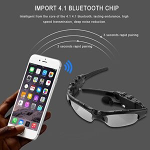 Wireless Bluetooth Sunglasses Anti-ray Stereo 4.1 Music Bluetooth Headphones for Men Support Both Headset and Hands-Free for All Kinds of Cell Phones (Blue-Gray)