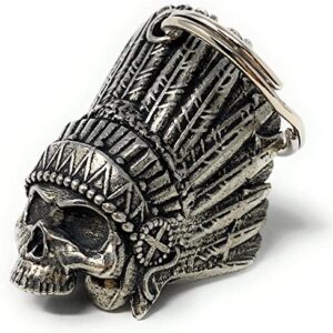 Bravo Bells Indian Skull Bell - Biker Bell Accessory or Key Chain for Good Luck on the Road