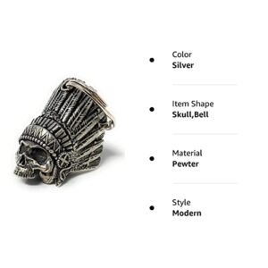 Bravo Bells Indian Skull Bell - Biker Bell Accessory or Key Chain for Good Luck on the Road