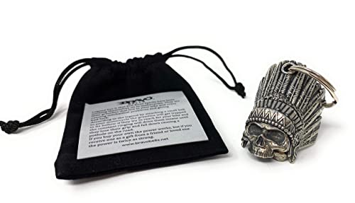 Bravo Bells Indian Skull Bell - Biker Bell Accessory or Key Chain for Good Luck on the Road