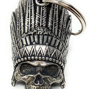 Bravo Bells Indian Skull Bell - Biker Bell Accessory or Key Chain for Good Luck on the Road