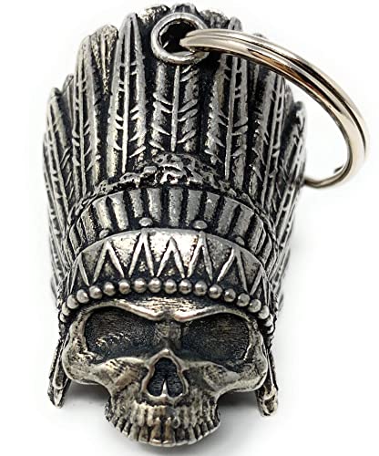 Bravo Bells Indian Skull Bell - Biker Bell Accessory or Key Chain for Good Luck on the Road