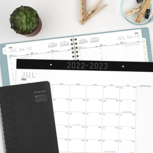 AT-A-GLANCE 2022-2023 Planner, Weekly & Monthly Academic Appointment Book, 8-1/4" x 11", Large, Contempo, Black (70957X05)