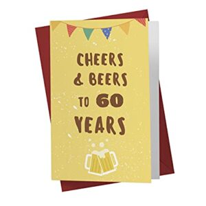 Funny 60th Birthday Card – Funny 60 Years Old Anniversary Card – Happy 60th Birthday Card – Beer 60th Birthday Card – with A Red Envelope