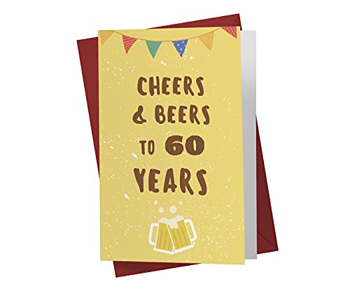 Funny 60th Birthday Card – Funny 60 Years Old Anniversary Card – Happy 60th Birthday Card – Beer 60th Birthday Card – with A Red Envelope