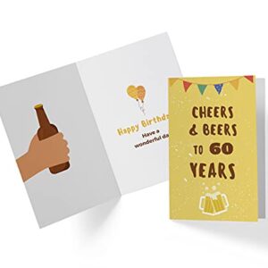 Funny 60th Birthday Card – Funny 60 Years Old Anniversary Card – Happy 60th Birthday Card – Beer 60th Birthday Card – with A Red Envelope