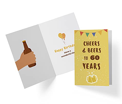 Funny 60th Birthday Card – Funny 60 Years Old Anniversary Card – Happy 60th Birthday Card – Beer 60th Birthday Card – with A Red Envelope