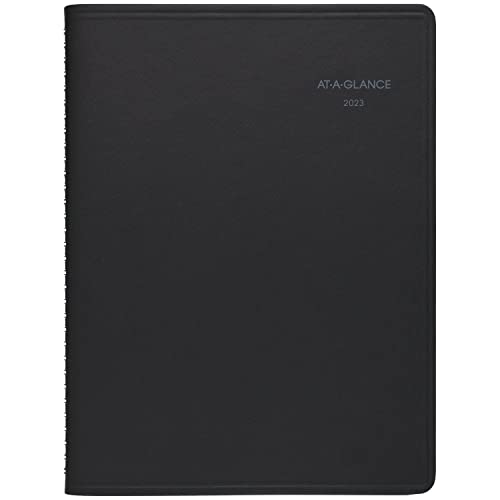 AT-A-GLANCE 2023 Weekly & Monthly Planner, QuickNotes, Quarter-Hourly Appointment Book, 8-1/4" x 11", Large, Monthly Tabs, Pocket, Black (7695005)